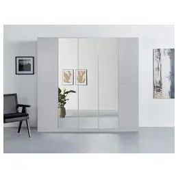 Drehtürenschrank Rauch "Kleiderschrank Schrank Garderobe TOPSELLER OTELI inkl. Inneneinteilung" Schränke Gr. B/H/T: 226cm x 210cm x 54cm, Mit Spiegel, grau (seidengrau) mit 3 Innenschubladen extra Böden optional Spiegel MADE IN GERMANY