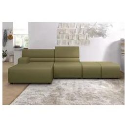 Ecksofa Egoitaliano "Babouche, Designsofa mit außergewöhnlichem Sitzkomfort zum Wohlfühlen" Sofas Gr. B/H/T: 384cm x 80cm x 98cm, Luxus-Microfaser Lederoptik, Recamiere links, grün (pistazie)