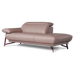 Ottomane Egoitaliano "Anais, Designsofa mit hohem Sitzkomfort, Designfuß" Sofas Gr. B/H/T: 179cm x 74cm x 106cm, Leder CAREZZA, Ottomane rechts, Armlehne links, rosa (rose) Solitärmöbel als Blickfang, inkl. verstellbarer Kopfstützen