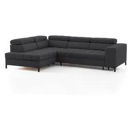 Ecksofa exxpo - SOFA FASHION "Bocco, hochwertige Verarbeitung, toller Sitzkomfort, bequem, L-Form" Sofas Gr. B/H/T: 276cm x 75cm x 203cm, Samtvelours, Ottomane links, mit Bettfunktion-mit Bettkasten, grau (taupe) wahlweise mit Bettfunktion u. Bettkasten, inkl. Kopfteilverstellung