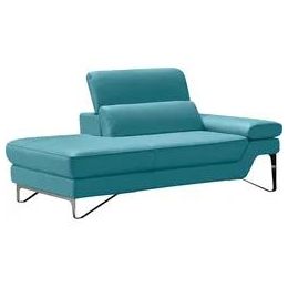 Ottomane Egoitaliano "Princess, elegantes Designsofa mit erstklassigem Sitzkomfort" Sofas Gr. B/H/T: 177 cm x 95 cm x 108 cm, Leder CAREZZA, Armlehne rechts, blau (türkis) inkl. verstellbarem Kopfteil und edle Designmetallfüße