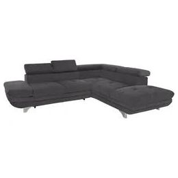 Ecksofa COTTA "Enterprise L-Form" Sofas Gr. B/H/T: 273cm x 72cm x 237cm, Struktur, Ottomane rechts, mit Kopfteilverstellung-mit Armteilverstellung, grau inklusive Kopf- und Armteilverstellung, wahlweise mit Bettfunktion