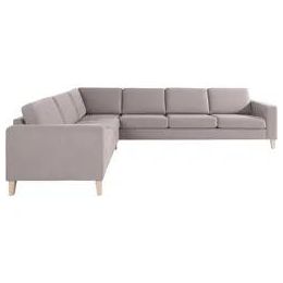 Ecksofa ATLANTIC HOME COLLECTION "Terra L-Form" Sofas Gr. B/H/T: 316cm x 83cm x 246cm, Struktur, Recamiere beidseitig montierbar, grau (hellgrau) mit Wellenunterfederung, langer Schenkel links oder rechts montierbar