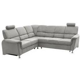 Ecksofa Home Affaire "Pisa L-Form" Sofas Gr. B/H/T: 271 cm x 95 cm x 224 cm, Microfaser, Bettfunktion rechts, grau (hellgrau) mit Bettfunktion und Bettkasten