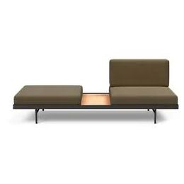 Relaxliege INNOVATION LIVING TM "Puri Designcouch, innovativ und elegant, Solitärmöbel, Daybed" Sofas Gr. Microfaser VIVUS, EICHE TISCH, grün (dusty olive 575, vivus) Daybed mit integrierter Holzablage, hoher Sitz- und Liegekomfort