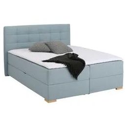 Boxbett Home Affaire "Olivet" Komplettbetten Gr. Struktur (100% Polyester), Liegefläche B/L: 160 cm x 200 cm, Gewicht bis: 100 kg H3, Tonnentaschen-Federkernmatratze, blau (petrol) in 4 Farben, Breiten, 2 Matratzenarten, auch Überlänge 220 cm