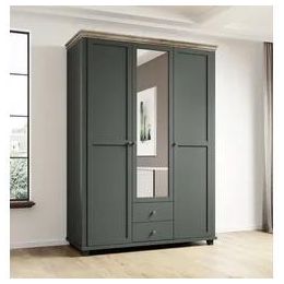 Drehtürenschrank Home Affaire "Evora" Schränke Gr. B/H/T: 154 cm x 216 cm x 62 cm, 3 St., Komplettausführung, grün (grün, lefkas, grün) mit Spiegel