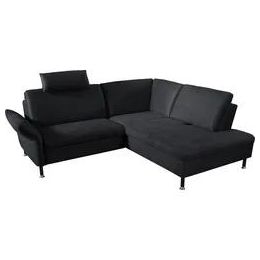 Ecksofa Alina "Janis" Sofas Gr. B/H/T: 252cm x 108cm x 207cm, Microfaser GDU, Ottomane rechts, blau (graublau gdu 10) inkl. Sitztiefenverstellung und Kopfstütze