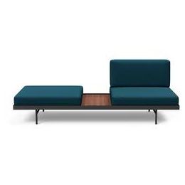 Relaxliege INNOVATION LIVING TM "Puri Designcouch, innovativ und elegant, Solitärmöbel, Daybed" Sofas Gr. Struktur ARGUS, WALNUSS TISCH, blau (navy 580, argus) Daybed mit integrierter Holzablage, hoher Sitz- und Liegekomfort