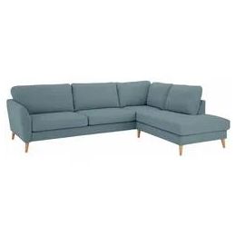 Ecksofa Home Affaire "MARSEILLE 278/202 cm, L-Form, Ottom. rechts/links" Sofas Gr. B/H/T: 278cm x 88cm x 202cm, Filzoptik, Ottomane rechts, grün (salbei) mit Massivholzbeinen aus Eiche, verschiedene Bezüge und Farbvarianten