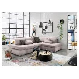 Ecksofa SET ONE BY Musterring "SO 4100 mit komfortablen Federkern und Kopfteilverstellung" Sofas Gr. B/H/T: 291cm x 80cm x 226cm, Luxus-Microfaser TORO, Ottomane rechts, ohne Bettfunktion-mit Sitztiefenverstellung-mit Armlehnenverstellung, grau (steelgrau 38) wahlweise mit Bettfunktion und Sitztiefenverstellung, L-Form