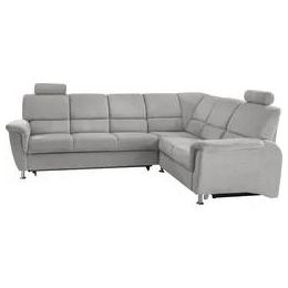 Ecksofa Home Affaire "Pisa L-Form" Sofas Gr. B/H/T: 271 cm x 95 cm x 224 cm, Struktur, Bettfunktion links, grau mit Bettfunktion und Bettkasten