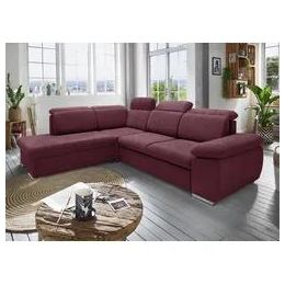 Ecksofa Inosign "Vasto L-Form" Sofas Gr. B/H/T: 283 cm x 102 cm x 228 cm, Struktur, Ottomane links, pink (fuchsia) inkl. Bettfunktion und Bettkasten, Kopfteilfunktion