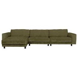 Ecksofa furninova "Samba schön bequem und hochwertig verarbeitet" Sofas Gr. B/H/T: 353 cm x 74 cm x 163 cm, Velours, Recamiere links, ohne Bettfunktion, grün (seagrass) mit toller Kedernaht, im skandinavischen Design, L-Form