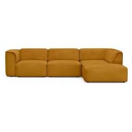 Ecksofa RAUM.ID "Merid jederzeit durch Module erweiterbar L-Form" Sofas Gr. B/H/T: 295cm x 70cm x 162cm, Samtcord, Ottomane rechts, gelb (curry) als Modul oder separat verwendbar, für individuelle Zusammenstellung