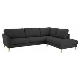 Ecksofa Home Affaire "MARSEILLE 278/202 cm, L-Form, Ottom. rechts/links" Sofas Gr. B/H/T: 278cm x 88cm x 202cm, Filzoptik, Ottomane rechts, grau (anthrazit) mit Massivholzbeinen aus Eiche, verschiedene Bezüge und Farbvarianten