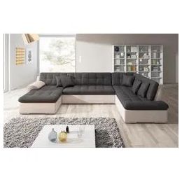 Wohnlandschaft Trendmanufaktur "Rave II, toller Sitzkomfort, auswendige Detailverarbeitung" Sofas Gr. B/H/T: 323cm x 77cm x 202cm, Struktur fein, Recamiere links, ohne Bettfunktion, beige (creme, dunkelgrau) wahlweise mit Bettfunktion, U-Form