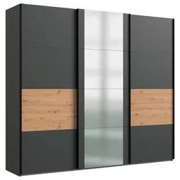 Schwebetürenschrank wimex "Barmbek Schlafzimmerschrank BESTSELLER Garderobenschrank" Schränke Gr. B/H/T: 270cm x 236cm x 64cm, 3 St., braun (graphit/artisan eiche nachbildung/spiegel) Kleiderschrank mit 2 Stoffboxen und zusätzlichen Böden, Spiegeltür