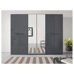 Drehtürenschrank Rauch "Kleiderschrank Schrank Garderobe TOPSELLER OTELI inkl. Inneneinteilung" Schränke Gr. B/H/T: 270cm x 210cm x 54cm, Mit Spiegel, grau (graumetallic/hochglanz effektgrau) mit 3 Innenschubladen extra Böden optional Spiegel MADE IN GERMANY