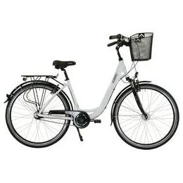 Cityrad Hawk BIKES "City Wave Deluxe Plus White" Fahrräder Gr. 46cm, 28 Zoll (71,12cm) hinten: 28 Zoll (71,12cm), weiß für Damen und Herren