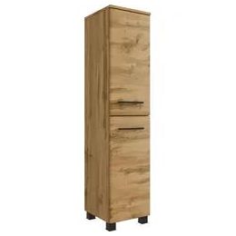 Midischrank Welltime "Chicago" Schränke Gr. B/H/T: 30 cm x 130 cm x 35 cm, 2 St., braun (wotaneiche) Bad-Midischrank