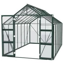 Gewächshaus Vitavia "Domus 11500" Gewächshäuser Gr. B/H/T: 257cm x 253,9cm x 449cm, grün (smaragdgrün) Doppelschwingtüren und bodentiefer Türschwelle, 3 mm Sicherheitsglas