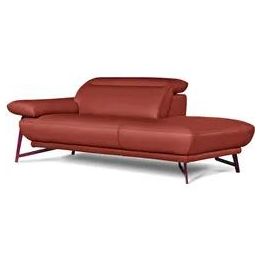 Ottomane Egoitaliano "Anais, Designsofa mit hohem Sitzkomfort, Designfuß" Sofas Gr. B/H/T: 179cm x 74cm x 106cm, Leder BULL, Ottomane rechts, Armlehne links, rot (marsala) Solitärmöbel als Blickfang, inkl. verstellbarer Kopfstützen