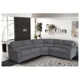 Ecksofa Egoitaliano "Doris, modernes Designerecksofa in hochwertigen Microfaserqualitäten" Sofas Gr. B/H/T: 266cm x 90cm x 246cm, Luxus-Microfaser Lederoptik, langer Schenkel links, grau (steingrau) edle Detailverarbeitung, wahlweise fleckenabweisend oder in Lederoptik