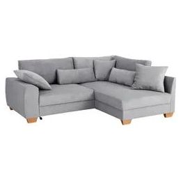 Ecksofa Home Affaire "Helena II DuraSpring" Sofas Gr. B/H/T: 227 cm x 88 cm x 190 cm, Luxus-Microfaser weich, Ottomane rechts, ohne Bettfunktion, grau (melange) mit Taschenfederkern, bis 140 kg belastbar, wahlweise Bett