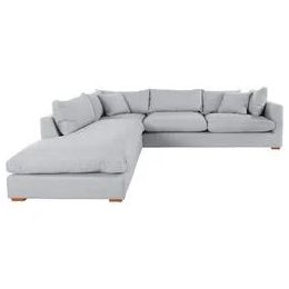 Guido Maria Kretschmer Home & Living Ecksofa GUIDO MARIA KRETSCHMER HOME & LIVING "Pantin, L-Form" Sofas Gr. B/H/T: 318cm x 80cm x 272cm, Struktur fein, Ottomane links, silberfarben (silber) extra weich und kuschelig, Füllung mit Federn Daunen