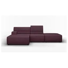 Ecksofa Egoitaliano "Babouche, Designsofa mit außergewöhnlichem Sitzkomfort zum Wohlfühlen" Sofas Gr. B/H/T: 287cm x 80cm x 98cm, Luxus-Microfaser BLUSH, Recamiere links, lila (plum)