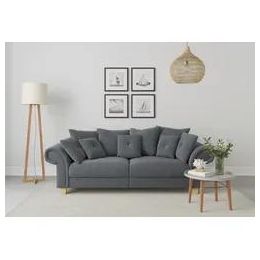 Big-Sofa Home Affaire "Queenie Megasofa" Sofas Gr. B/H/T: 242 cm x 92 cm x 106 cm, Struktur fein, grau (dark grey) mit weichem Sitzkomfort und zeitlosem Design, viele kuschelige Kissen