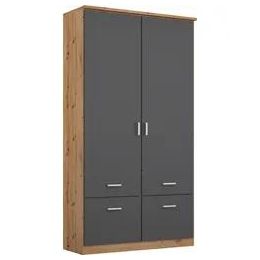 Kleiderschrank Rauch "Kleiderschrank Schrank Garderobe deckenhoher BREMEN" Schränke Gr. B/H/T: 91cm x 199cm x 58cm, ohne Spiegel, 2, grau (grau/eiche artisan) in vielen Farben und Ausführungen MADE IN GERMANY