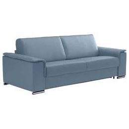 2,5-Sitzer Egoitaliano "Cecilia, modern und elegant mit erstklassigem Sitzkomfort" Sofas Gr. B/H/T: 234cm x 85cm x 102cm, Leder BULL, blau (himmelblau) mit verchromten Metallfüßen