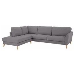 Ecksofa Home Affaire "MARSEILLE 278/202 cm, L-Form, Ottom. rechts/links" Sofas Gr. B/H/T: 278cm x 88cm x 202cm, Filzoptik, Ottomane links, grau (hellgrau) mit Massivholzbeinen aus Eiche, verschiedene Bezüge und Farbvarianten