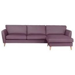 Ecksofa Home Affaire "Meersburg, L-Form" Sofas Gr. Webstoff, Recamiere rechts, lila mit Holzfüßen