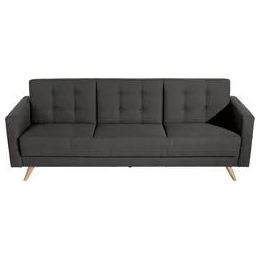 3-Sitzer Max Winzer "Julius Kippcouch mit komfortablem Federkern, klassisch und modern" Sofas Gr. B/H/T: 224cm x 81cm x 83cm, Strukturwebstoff 16523, grau (anthrazit) Schlafsofa, inklusive Bettfunktion & Bettkasten, Breite 224 cm