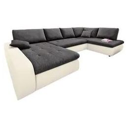 Wohnlandschaft Trendmanufaktur "Indie, toller Sitzkomfort, aufwendige Detailverarbeitung, U-Form" Sofas Gr. B/H/T: 335cm x 86cm x 179cm, Luxus-Microfaser ALCAZAR-Struktur, Recamiere links, XXL-mit Bettfunktion, beige (creme/beige-braun) wahlweise mit Bettfunktion