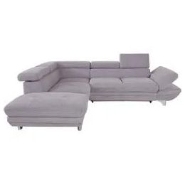 Ecksofa COTTA "Enterprise L-Form" Sofas Gr. B/H/T: 273cm x 72cm x 237cm, Chenille, Ottomane links, mit Bettfunktion-mit Kopfteilverstellung-mit Armteilverstellung, grau inklusive Kopf- und Armteilverstellung, wahlweise mit Bettfunktion