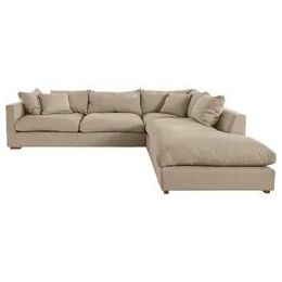 Guido Maria Kretschmer Home & Living Ecksofa GUIDO MARIA KRETSCHMER HOME & LIVING "Pantin, L-Form" Sofas Gr. B/H/T: 318cm x 80cm x 272cm, Struktur, Ottomane rechts, beige (ecru) extra weich und kuschelig, Füllung mit Federn Daunen