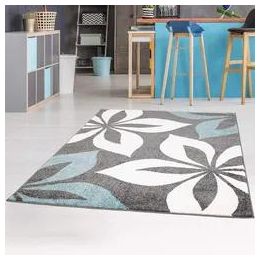 Teppich Carpet City "Moda Soft 671" Teppiche Gr. B: 190cm, 11mm, L: 280cm, blau Wohnzimmer, florales Design