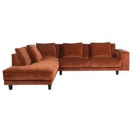 Ecksofa furninova "Samba Night schön bequem und hochwertig verarbeitet" Sofas Gr. B/H/T: 233 cm x 78 cm x 286 cm, Velours, Ottomane links-Armlehne rechts, ohne Bettfunktion, braun (bronze) attraktive Designnaht in Kederoptik, im skandinavisches Design, L-Form