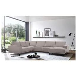 Wohnlandschaft Places of Style "Oland" Sofas Gr. B/H/T: 342cm x 85cm x 260cm, Webstoff, Recamiere rechts, beige U-Form, im zeitlosem Design und hochwertiger Verabeitung