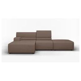 Ecksofa Egoitaliano "Babouche, Designsofa mit außergewöhnlichem Sitzkomfort zum Wohlfühlen" Sofas Gr. B/H/T: 287 cm x 80 cm x 98 cm, Luxus-Microfaser Lederoptik, Recamiere links, braun (mud)