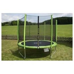 Gartentrampolin Stamm Sports "SS-GT" Trampoline Gr. B: 244cm, grün (schwarz + grün) Anti-Roll-Over-Schutz, farbig verkleidete Netzpfosten