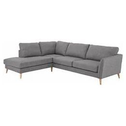 Ecksofa Home Affaire "MARSEILLE 278/202 cm, L-Form, Ottom. rechts/links" Sofas Gr. B/H/T: 278cm x 88cm x 202cm, Struktur fein, Ottomane links, weiß (silber) mit Massivholzbeinen aus Eiche, verschiedene Bezüge und Farbvarianten