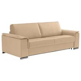 2,5-Sitzer Egoitaliano "Cecilia, modern und elegant mit erstklassigem Sitzkomfort" Sofas Gr. B/H/T: 234cm x 85cm x 102cm, Leder BULL, beige (champagner) mit verchromten Metallfüßen