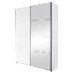 Garderobenschrank Rauch "Garderobe Drehtürenschrank Kleiderschrank Schrank Schuhschrank MINOSA" Schränke Gr. H/T: 197 cm x 48 cm, 2 St., weiß (alpinweiß) Breite 136 cm, ausziehbare Kleiderstange, 6 Schuhböden MADE IN GERMANY