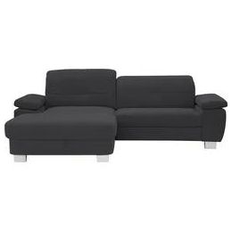 Ecksofa Alina "Becca" Sofas Gr. B/H/T: 268cm x 97cm x 184cm, Struktur TTA, Recamiere links, mit Bettfunktion-mit Bettkasten, schwarz (schwarz tta 10) inkl. Kopfteilverstellung, wahlweise mit Bettfunktion und Bettkasten