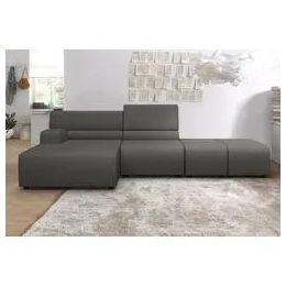 Ecksofa Egoitaliano "Babouche, Designsofa mit außergewöhnlichem Sitzkomfort zum Wohlfühlen" Sofas Gr. B/H/T: 384cm x 80cm x 98cm, Luxus-Microfaser Lederoptik, Recamiere links, grau (smoke)